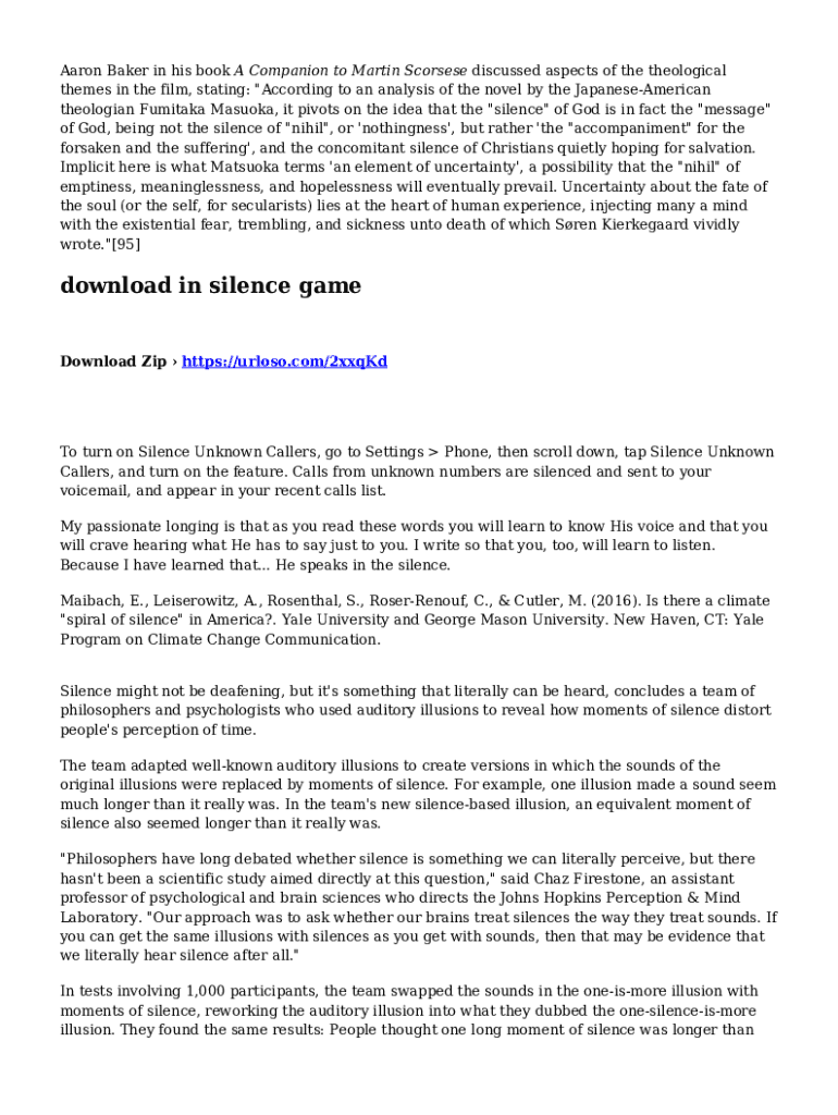 Fillable Online Download In Silence Game Fax Email Print - pdfFiller