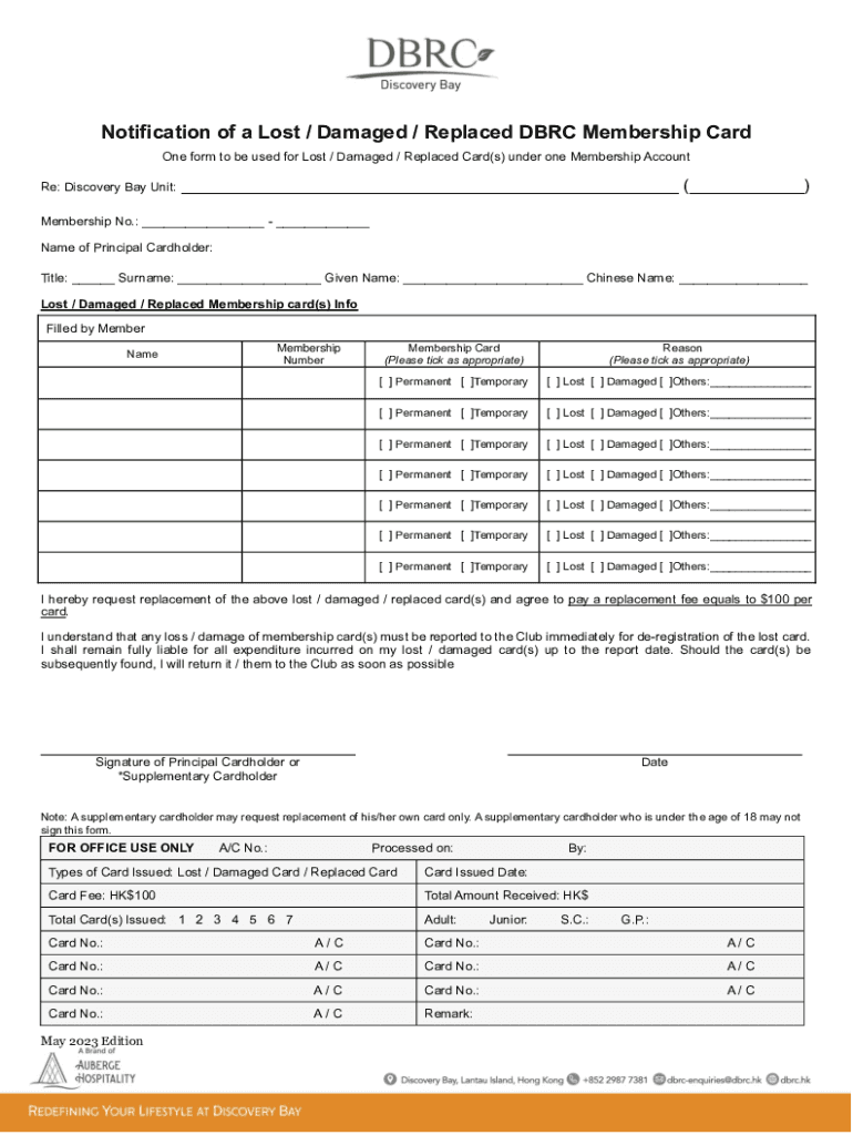 Fillable Online Fillable Online DBRCL-Form-Lost or Damaged Cards Apr ...