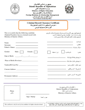 Fillable Online POLICE CLEARANCE CERTIFICATE - HOME Fax Email Print ...