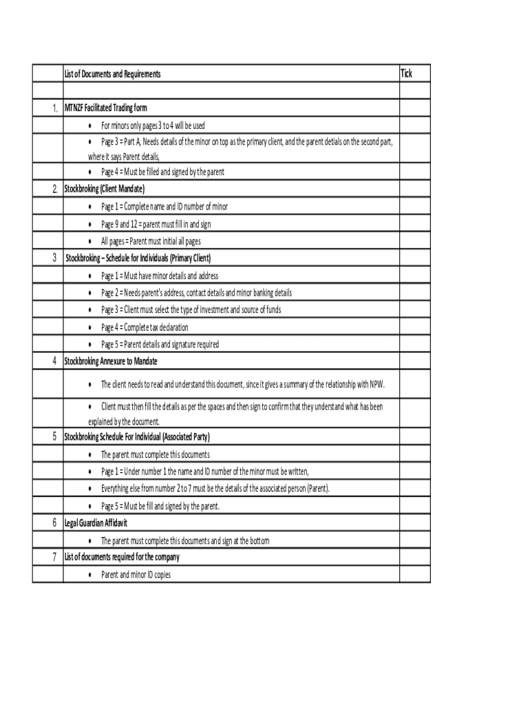 Fillable Online List of Documents and Requirements 1. MTNZF Facilitated ...