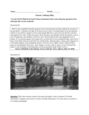 Fillable Online Women's Suffrage DBQ *Use the SOAP Method for both ...