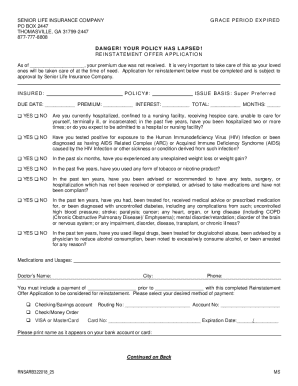 Fillable Online Senior Life Insurance Company Agent Manual / Fax Email ...