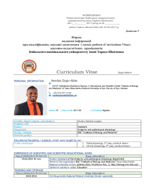 Fillable Online , (Curriculum Vitae) Fax Email Print - pdfFiller