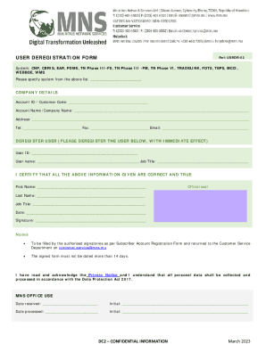 Fillable Online ACCOUNT DE-REGISTRATION FORM Fax Email Print - pdfFiller