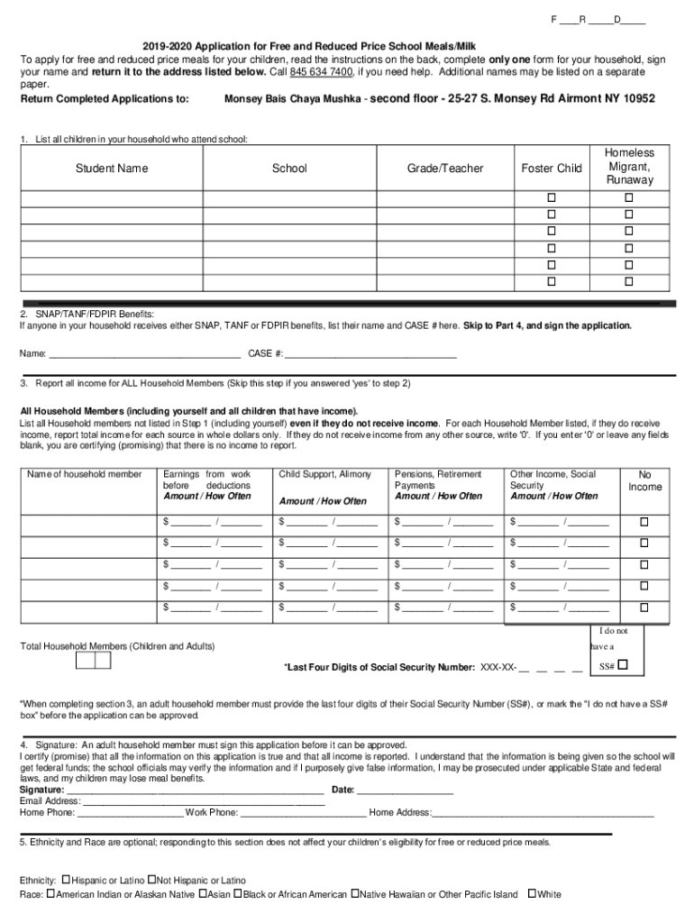 Fillable Online 2019-2020 Pennsylvania Household Application for Free ...