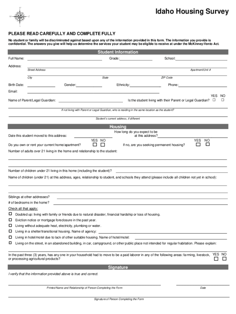 Fillable Online Sample Housing Survey Fax Email Print - pdfFiller
