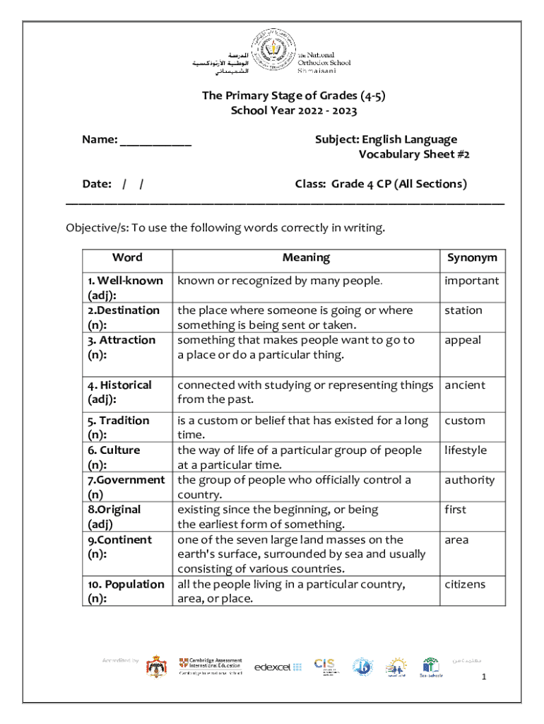 Fillable Online High School Vocabulary: Word Lists For Grades 9-12 Fax ...