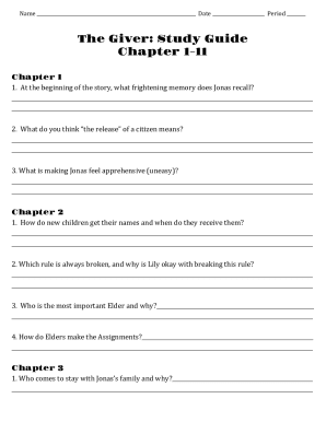 Fillable Online The Giver Chapters 12 & 13 Summary & Analysis Fax Email ...