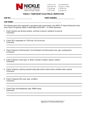 Fillable Online Weekly Temporary Electric Inspection Fax Email Print ...