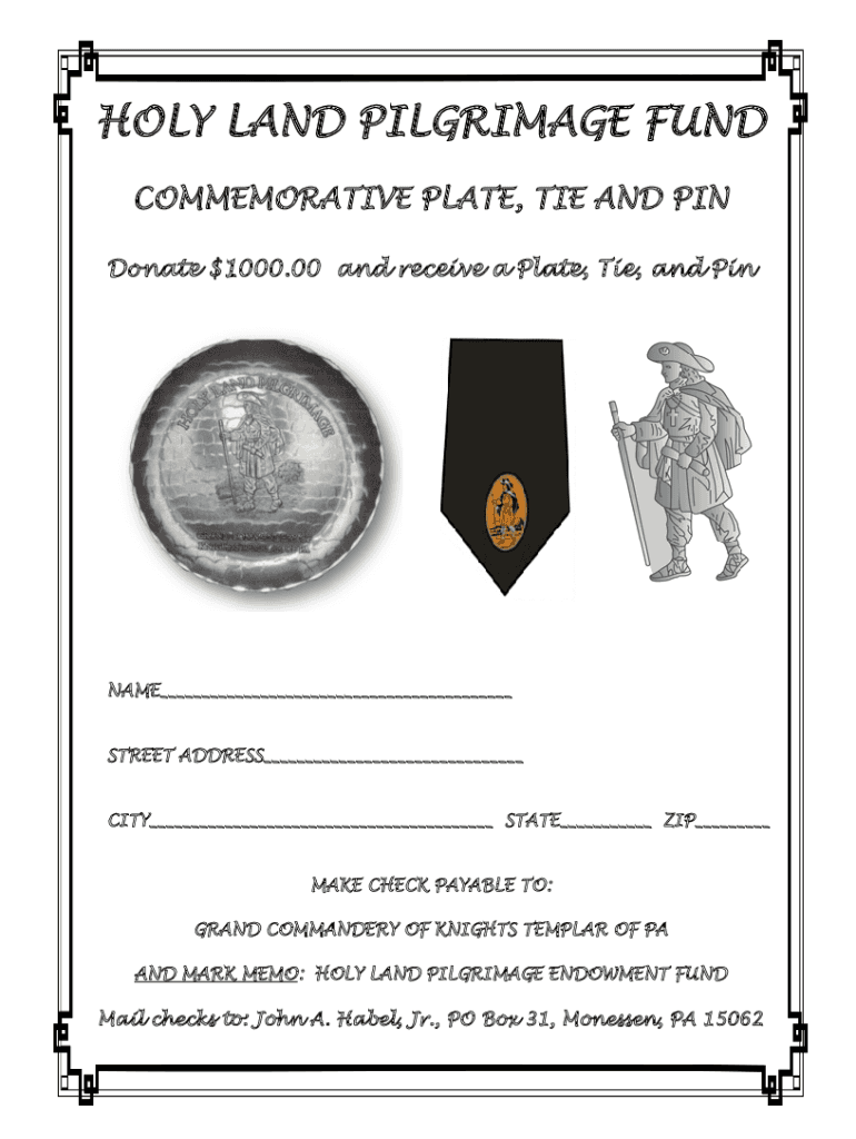 Fillable Online Knights Templar Holy Land Pilgrimage ProgramsAn ... Fax ...