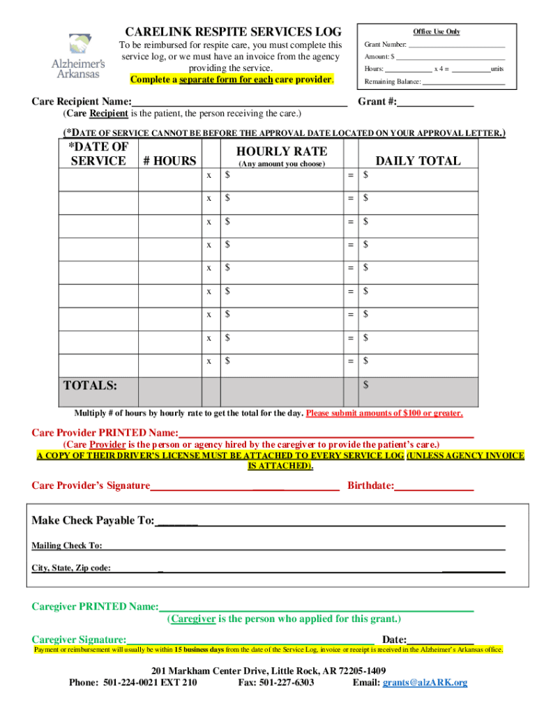 Fillable Online a CareLink Caregiver Support Grant application. Fax ...