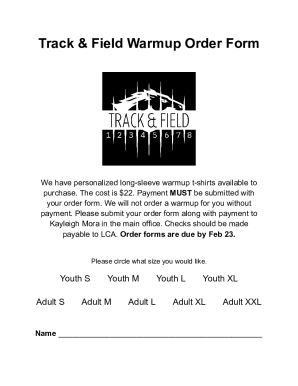 Fillable Online Track Warmup Order Form Fax Email Print - pdfFiller