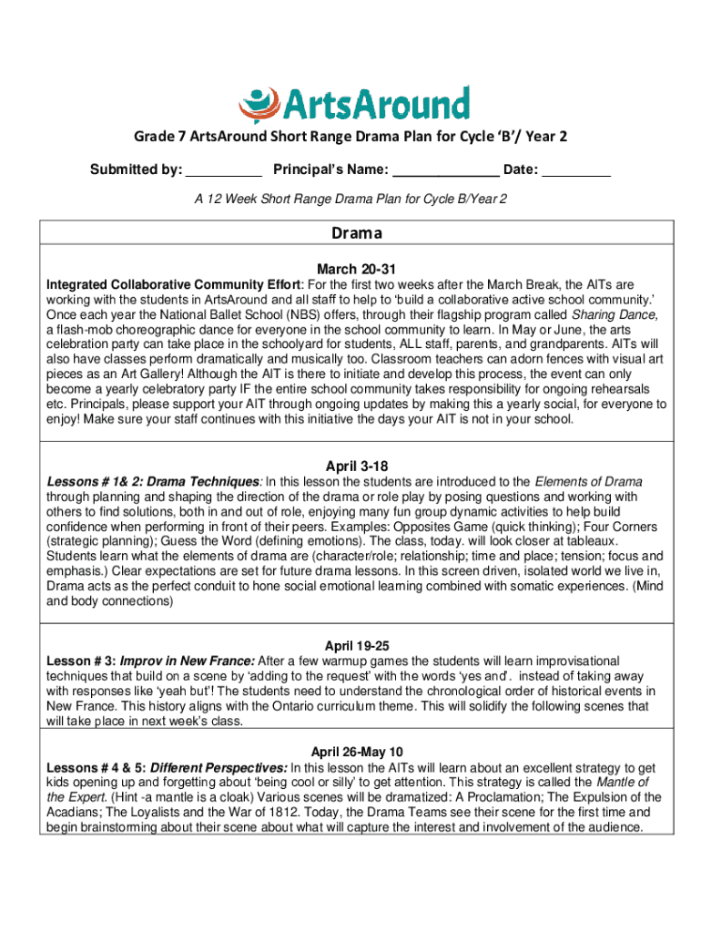 Fillable Online LONG RANGE PLANS-Grade 2/3 The Arts: drama, dance ...
