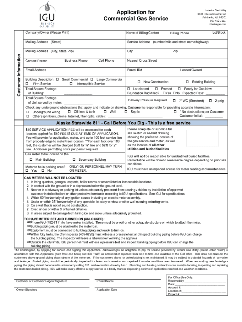Fillable Online Application for Commercial Gas Service Fax Email Print ...
