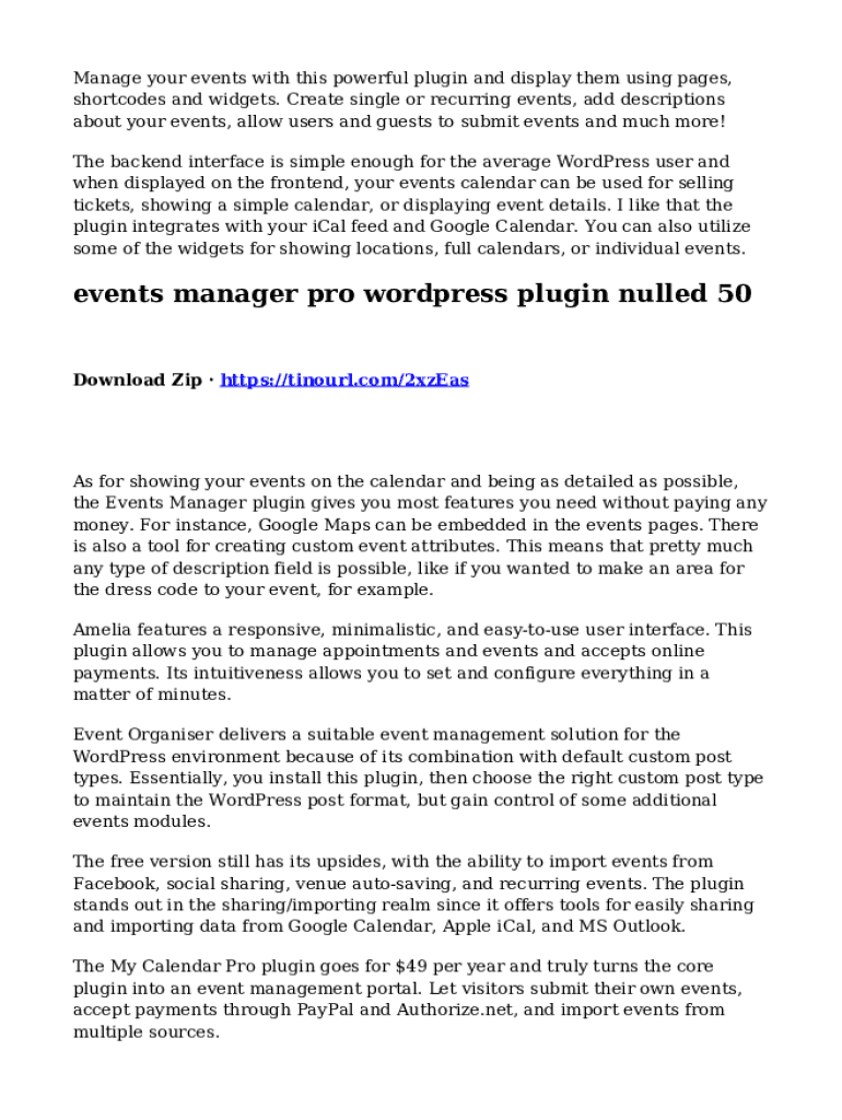 Fillable Online Events Manager Vs Wp Event Manager Comparing Two Fax Email Print Pdffiller