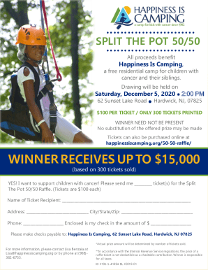 Fillable Online split the pot 50/50 Fax Email Print - pdfFiller