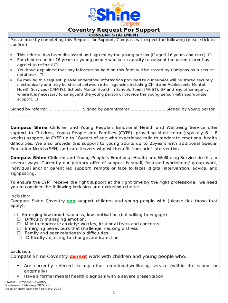 Compass MHST Request For Support FINAL Doc Template | pdfFiller