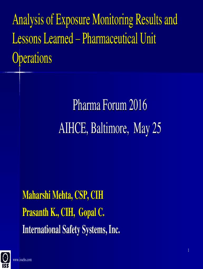 Fillable Online Analysis of Exposure Monitoring Results and Lessons ...