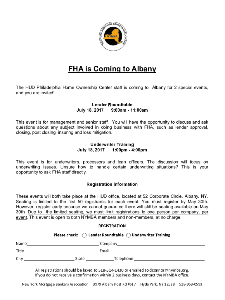 Fillable Online FHA is Coming to Albany Fax Email Print - pdfFiller