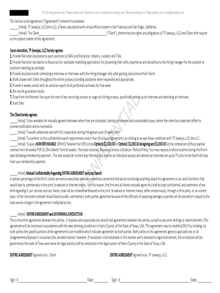 Fillable Online Best Way to Create a Service Level Agreement (SLA)... Fax Email Print - pdfFiller