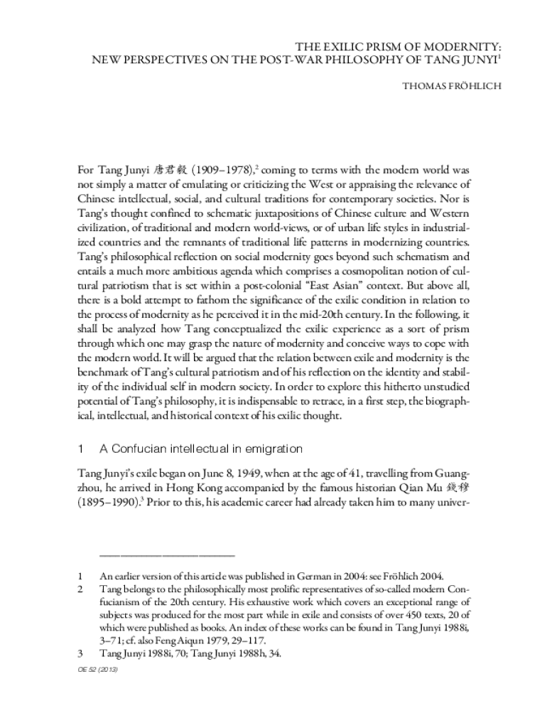 Fillable Online Philosophy and Religion in the Late Work of Tang Junyi ...