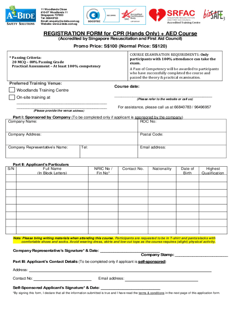 Fillable Online CPR AED Course For Healthcare Staff, Caregiver, ... Fax Email Print - pdfFiller