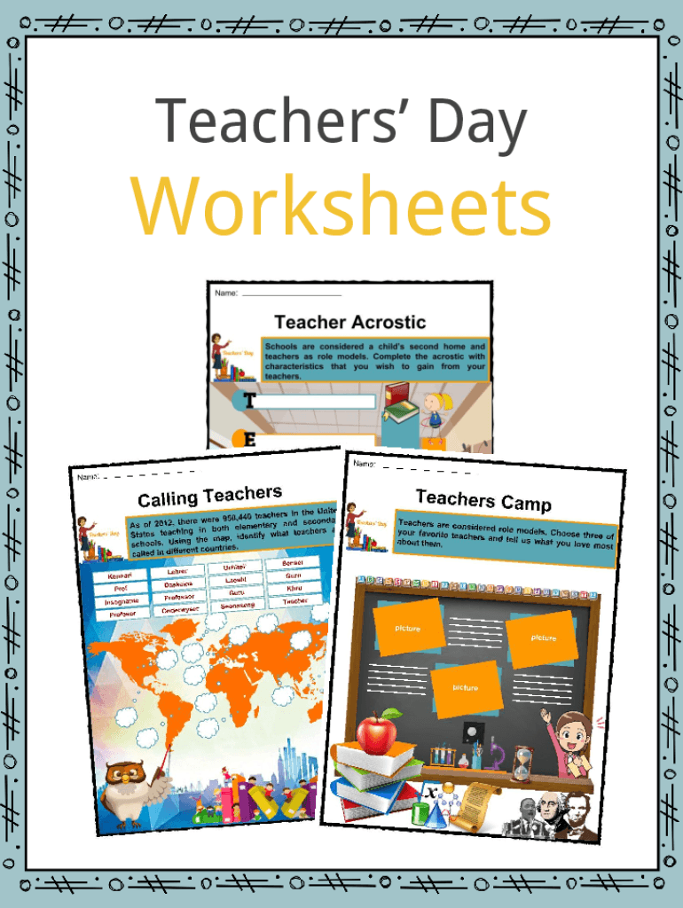 Fillable Online Teachers' Day Facts & Worksheets Fax Email Print ...