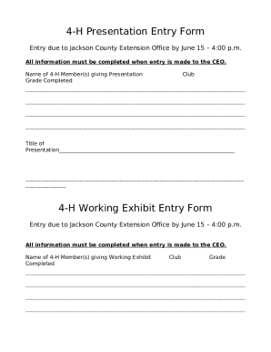 4-H Presentation Entry Doc Template | pdfFiller