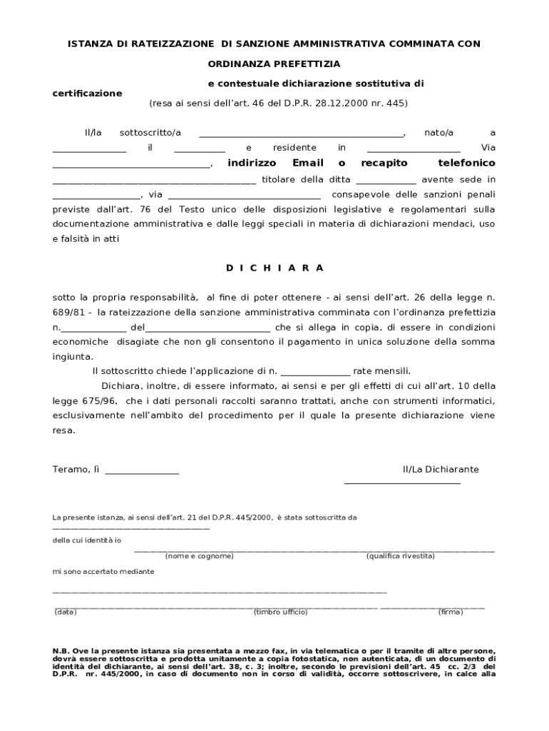 Dichiarazione sostitutiva ai sensi degli artt. 46 e 47 del D.P.R ...