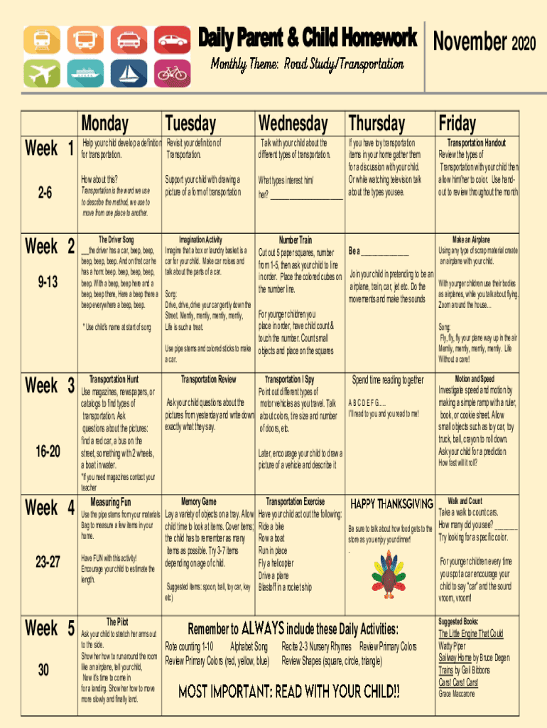 Fillable Online Child Transportation - A to Z Building Blocks Early ...