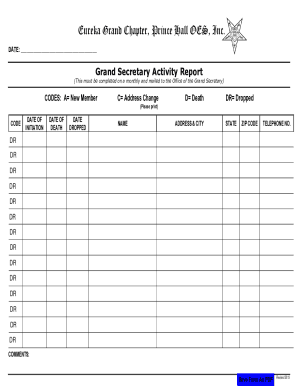 Fillable Online Eureka Grand Chapter, Prince Hall OES, Inc. Fax Email ...