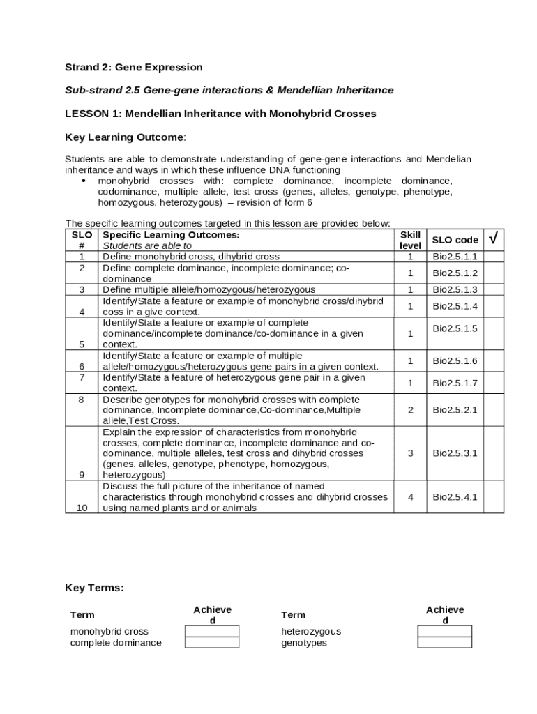 Monohybrid crosses and Mendel's principle of segregation Doc Template ...