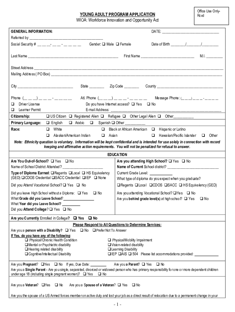 Fillable Online Workforce Innovation and Opportunity Act (WIOA)does Fax Email Print - pdfFiller