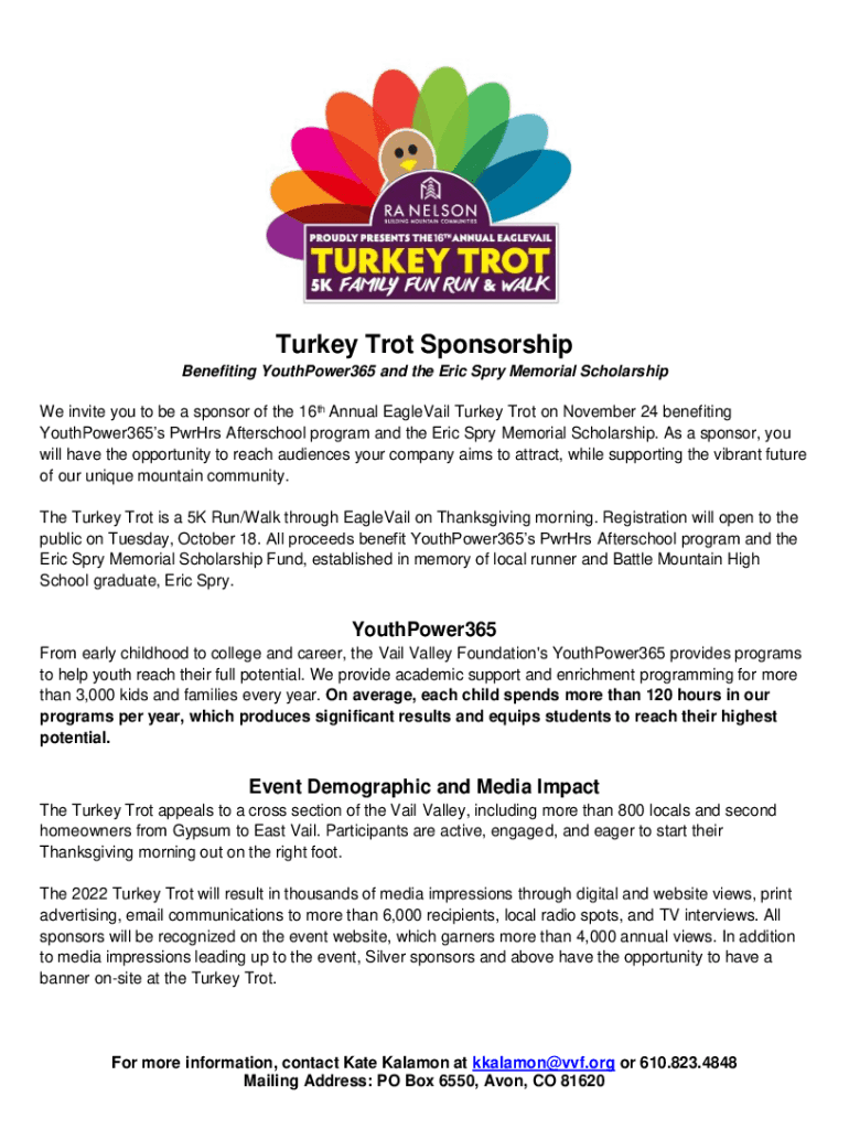 Fillable Online Turkey Trot Sponsorship Fax Email Print - pdfFiller