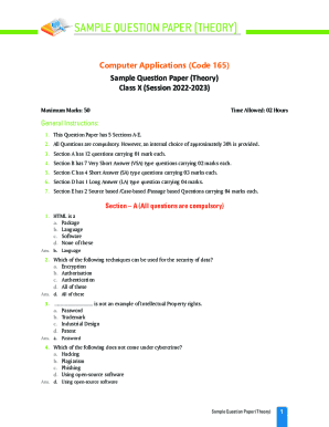 Fillable Online Computer Applications Sample - Class 10 Fax Email Print ...