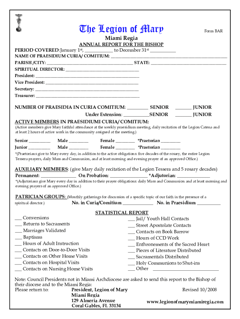 Fillable Online LegionofMaryMiamiRegia - LEGION FORMS Fax Email Print ...