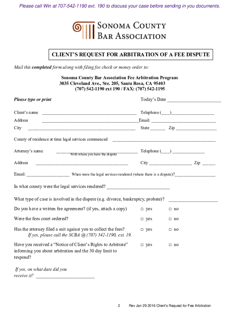 Fillable Online Attorney-Client Relations/Fee Arbitration Program Fax Email Print - pdfFiller