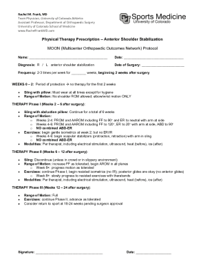Fillable Online RMF PT Protocol - Anterior Shoulder Stabilization Fax Email Print - pdfFiller