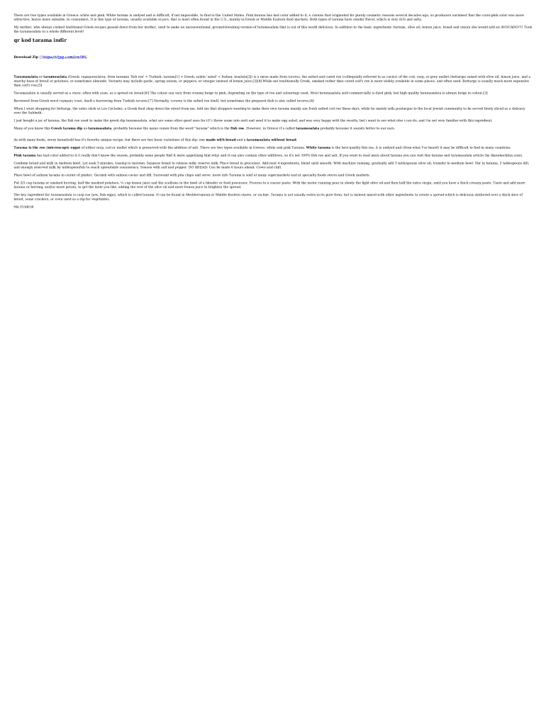 Fillable Online Not Tickled Pink - Another Greek Food Myth - Taramosalata Fax Email Print ...