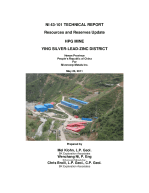 Fillable Online NI 43-101 Technical Report for the Mineral Resource and ...