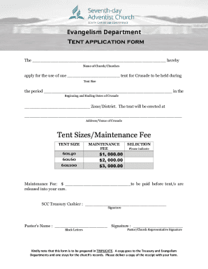 Fillable Online Tent Application Form Fax Email Print - pdfFiller