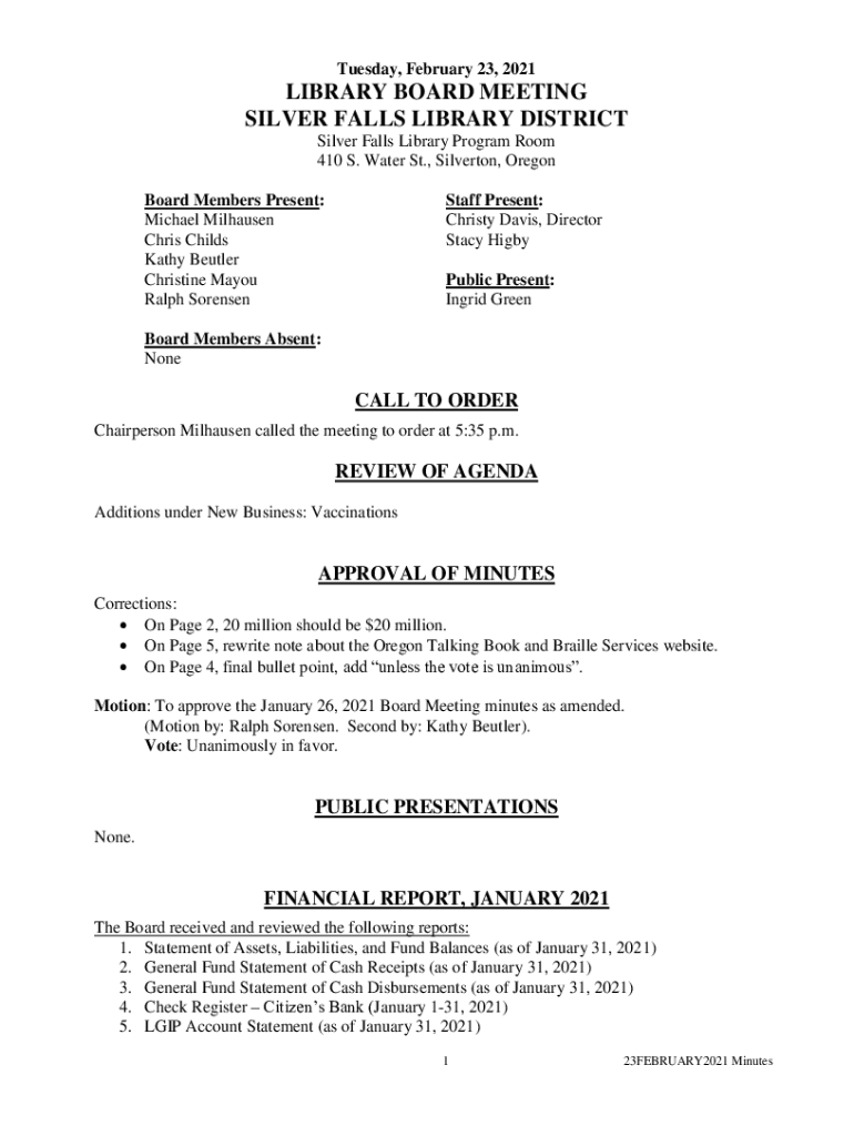 Fillable Online Silver Falls Library Program Room Fax Email Print ...