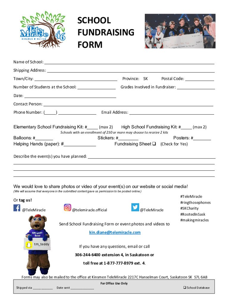Fillable Online SCHOOL FUNDRAISING FORM Fax Email Print - pdfFiller