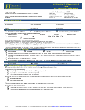 Fillable Online SYSTEMATIC WITHDRAWAL REQUEST FORM W. P. Carey ... Fax Email Print - pdfFiller