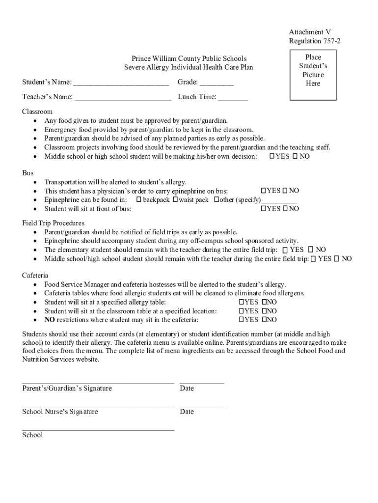 Fillable Online PWCS Health Forms & Regulations Fax Email Print - pdfFiller