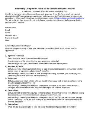 Internship Completion : to be completed by the INTERN Doc Template ...