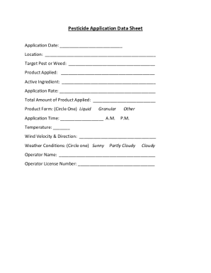 Fillable Online Pesticide Application Data Sheet Fax Email Print - pdfFiller