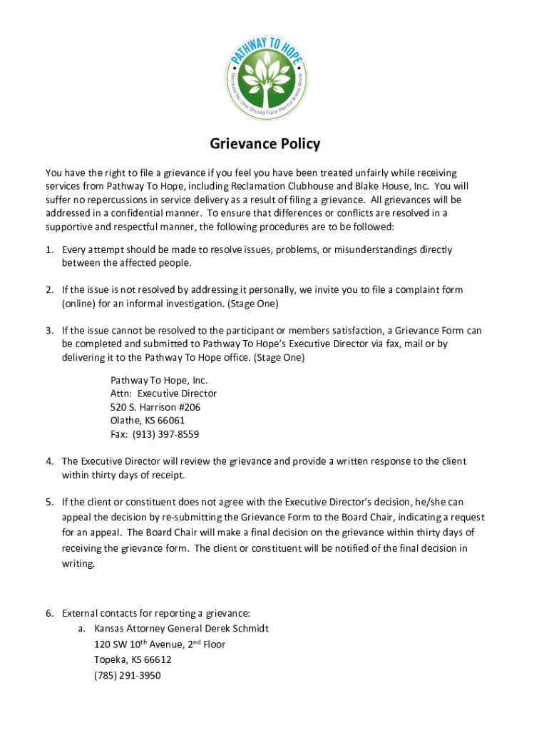 Fillable Online What Is a Grievance (and How Do You Address One)? Fax Email Print - pdfFiller