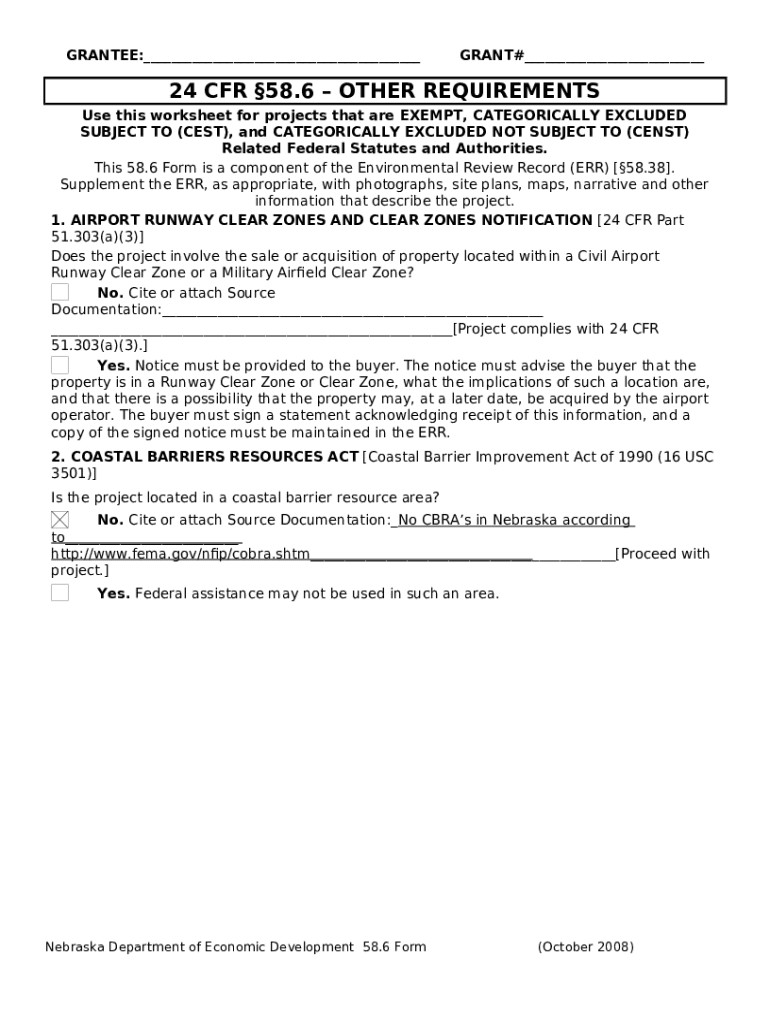 Part 58 CEST at - HUD - opportunity nebraska Doc Template | pdfFiller