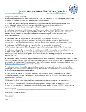 Fillable Online Rochester Math Club Parent Consent Form Fax Email Print ...